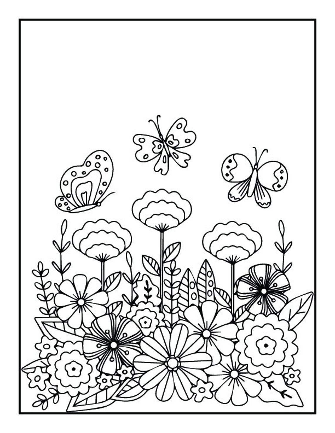 Beautiful Flower Coloring Pages for Kids & Adults - Etsy