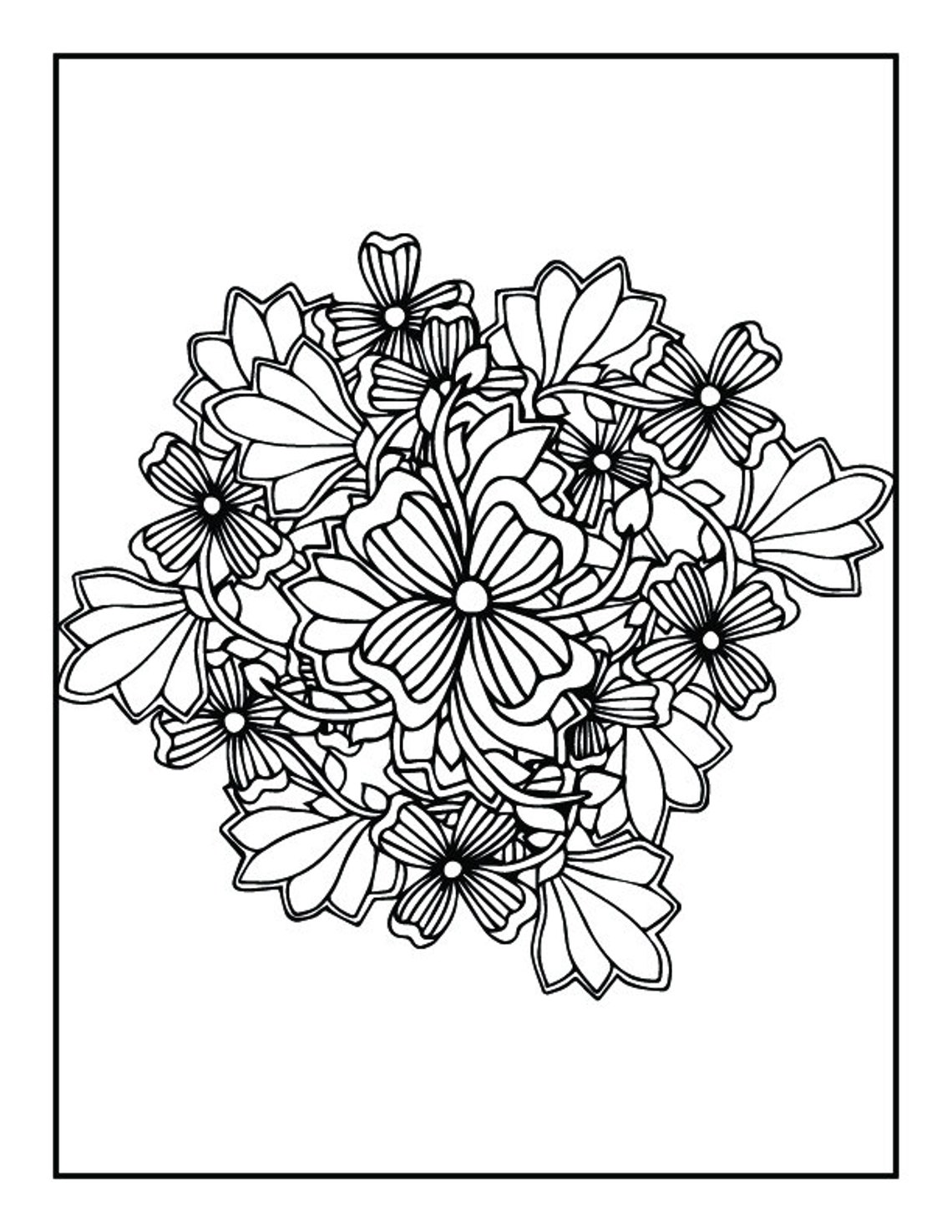 Beautiful Flower Coloring Pages for Kids & Adults - Etsy