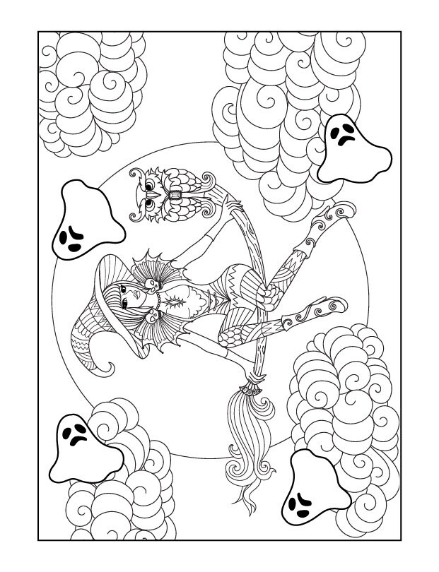 Halloween Coloring Pages for Adults - Etsy