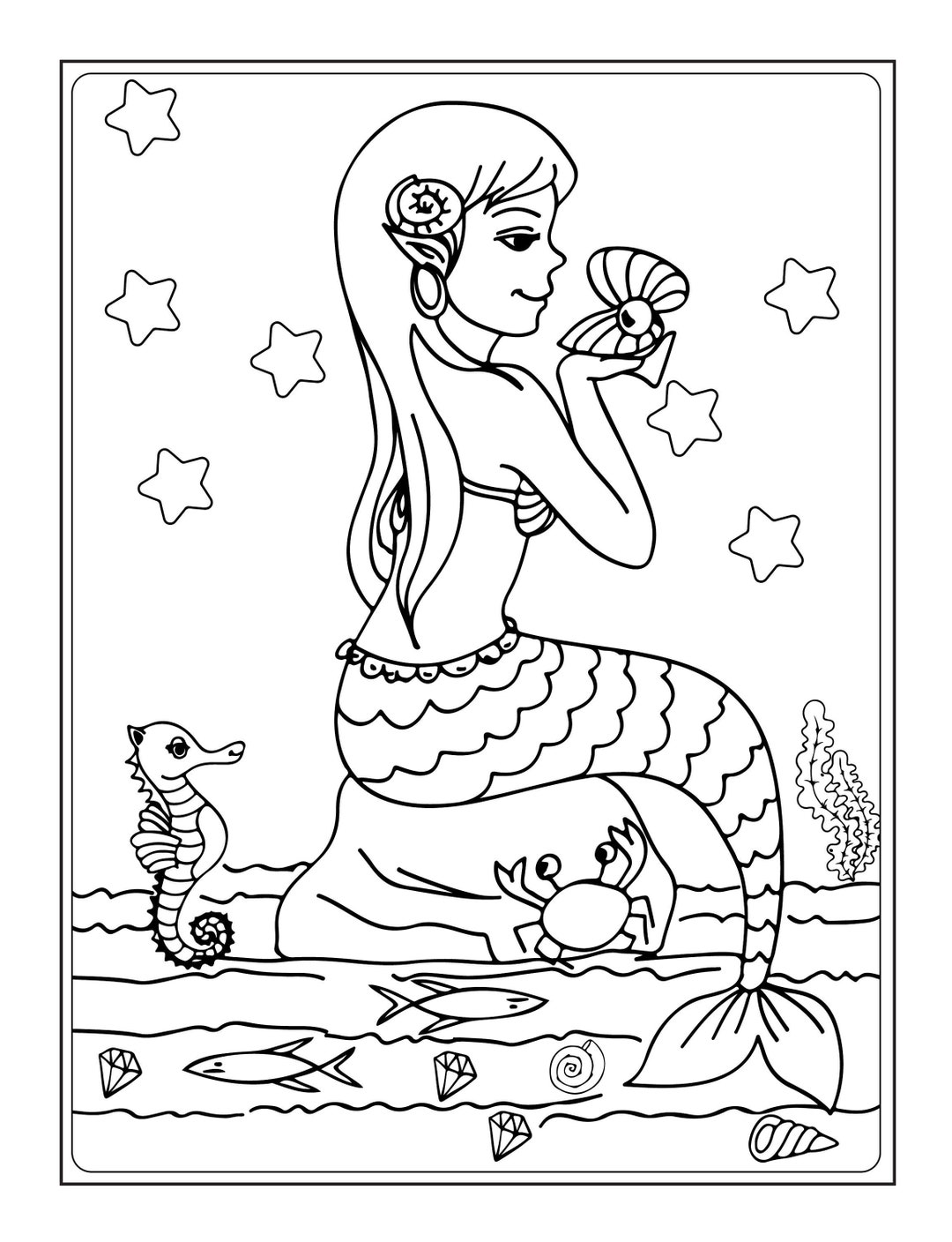 Mermaid Coloring Book for Kids Ages 4-8: 40 Cute, Unique Coloring Pages ...