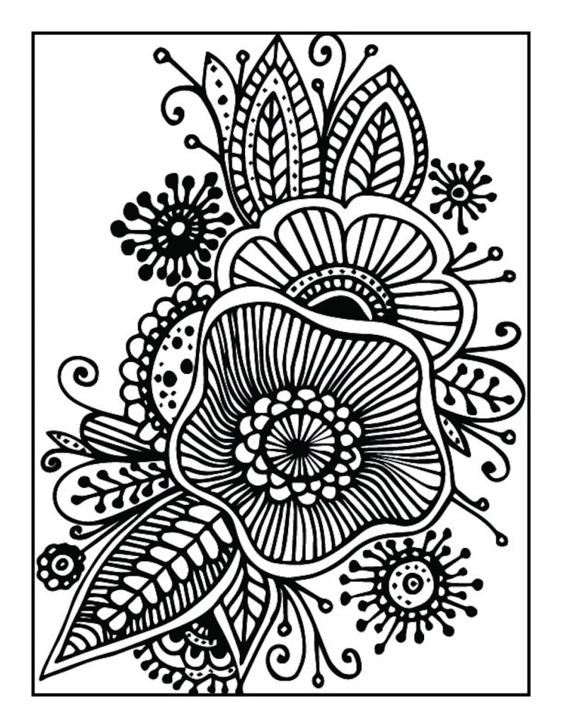 Beautiful Flower Coloring Pages for Kids & Adults - Etsy