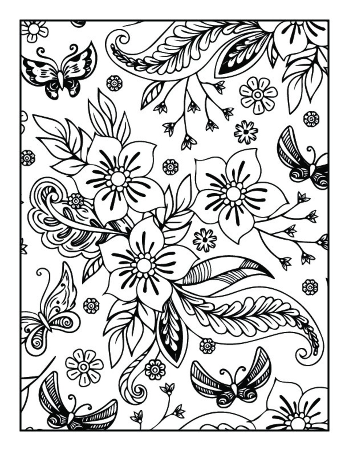 Beautiful Flower Coloring Pages for Kids & Adults - Etsy