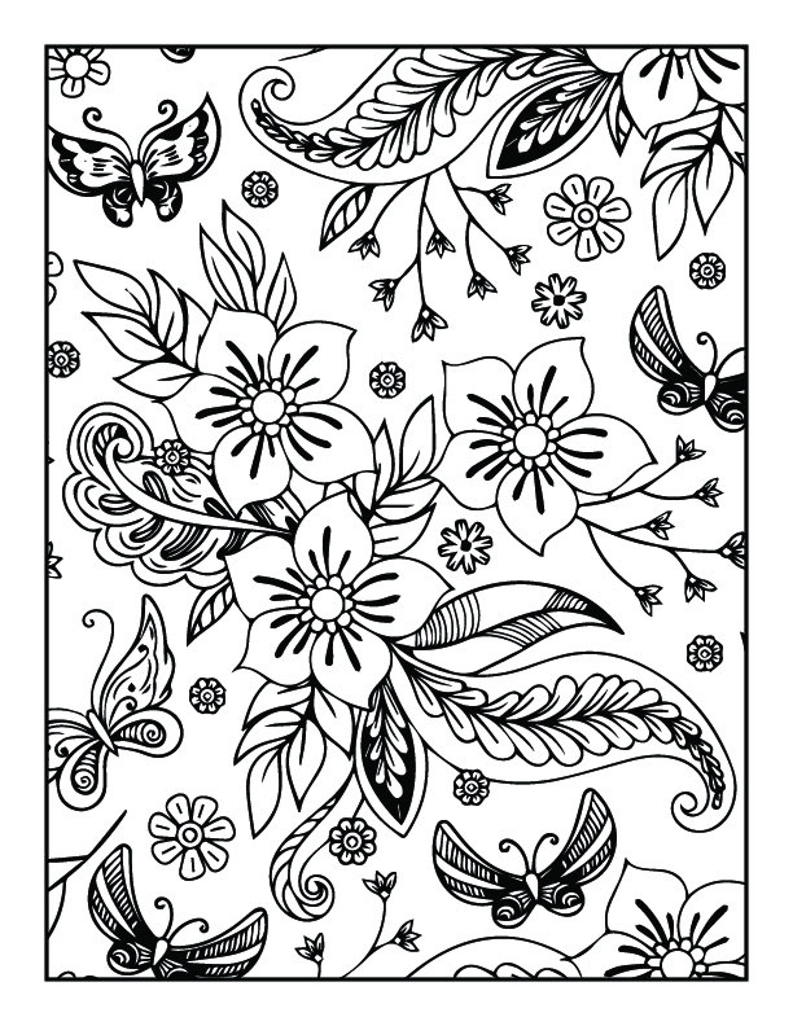 Beautiful Flower Coloring Pages for Kids & Adults - Etsy