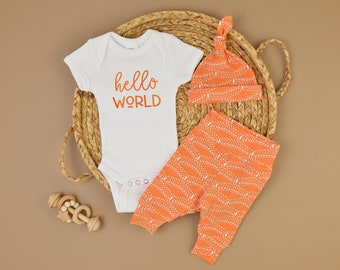 Hello World Baby Girl Outfit - Etsy