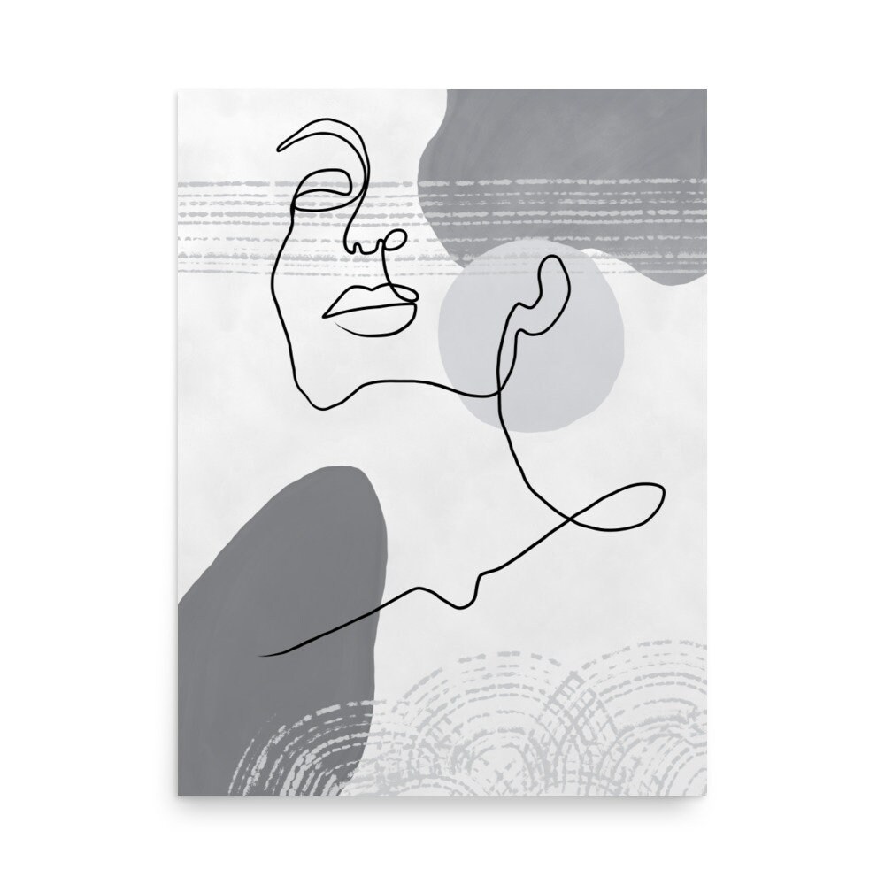 Grey Minimalist Line Drawing Poster - Etsy