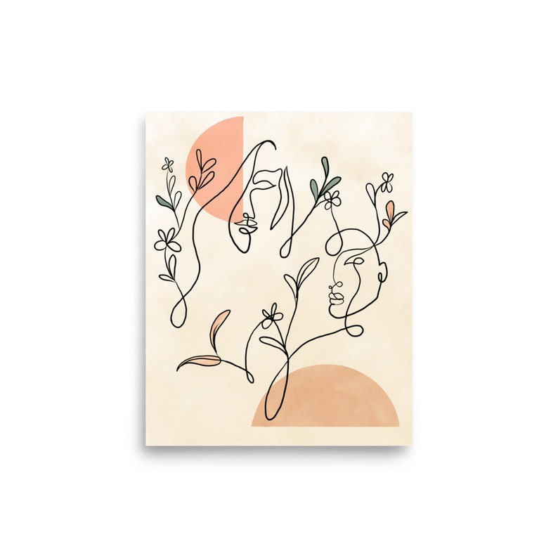 Line Drawing Print, Floral Feminine Line Art Print Poster, Minimalist ...