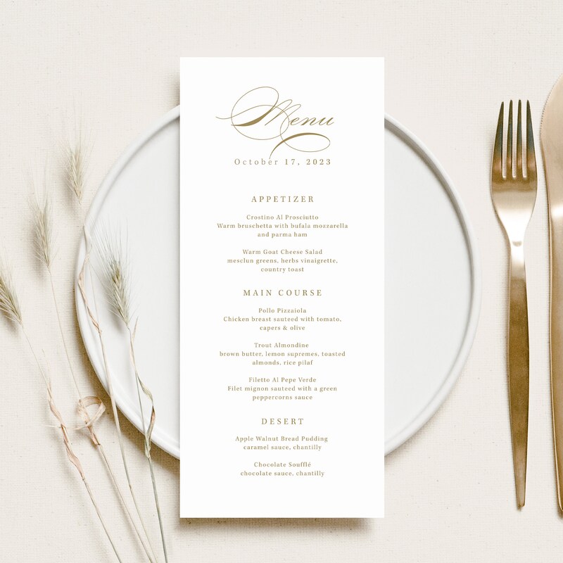 Simple Wedding Menu - Etsy