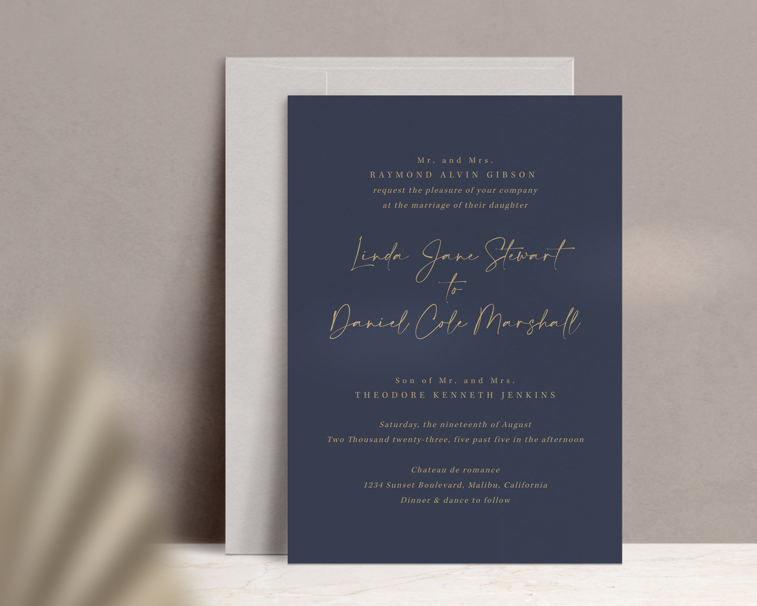 Navy Blue Wedding Invitation Template 5x7, Instant Edit and Download ...