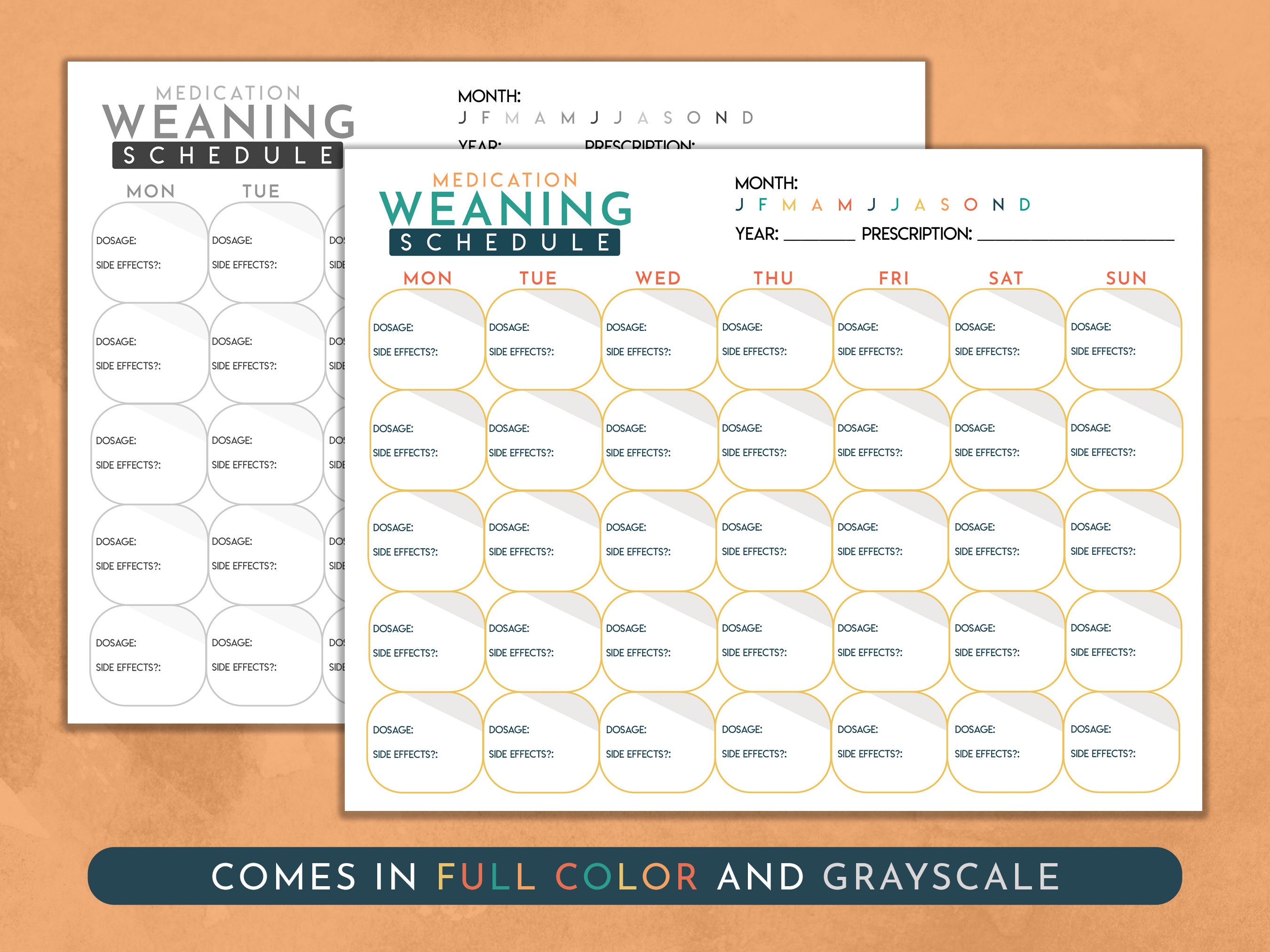 Medication Weaning Monthly Schedule Chronic Illness Printable - Etsy