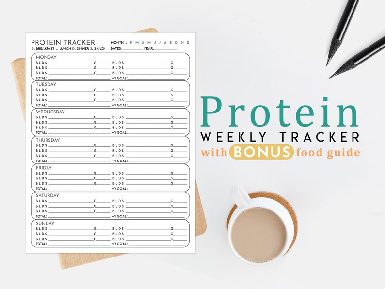 Protein Weekly Tracker Low or High Protein Diet A4 & US - Etsy