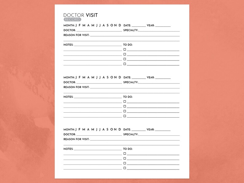 Doctor Visit Record | Printable PDF - Etsy