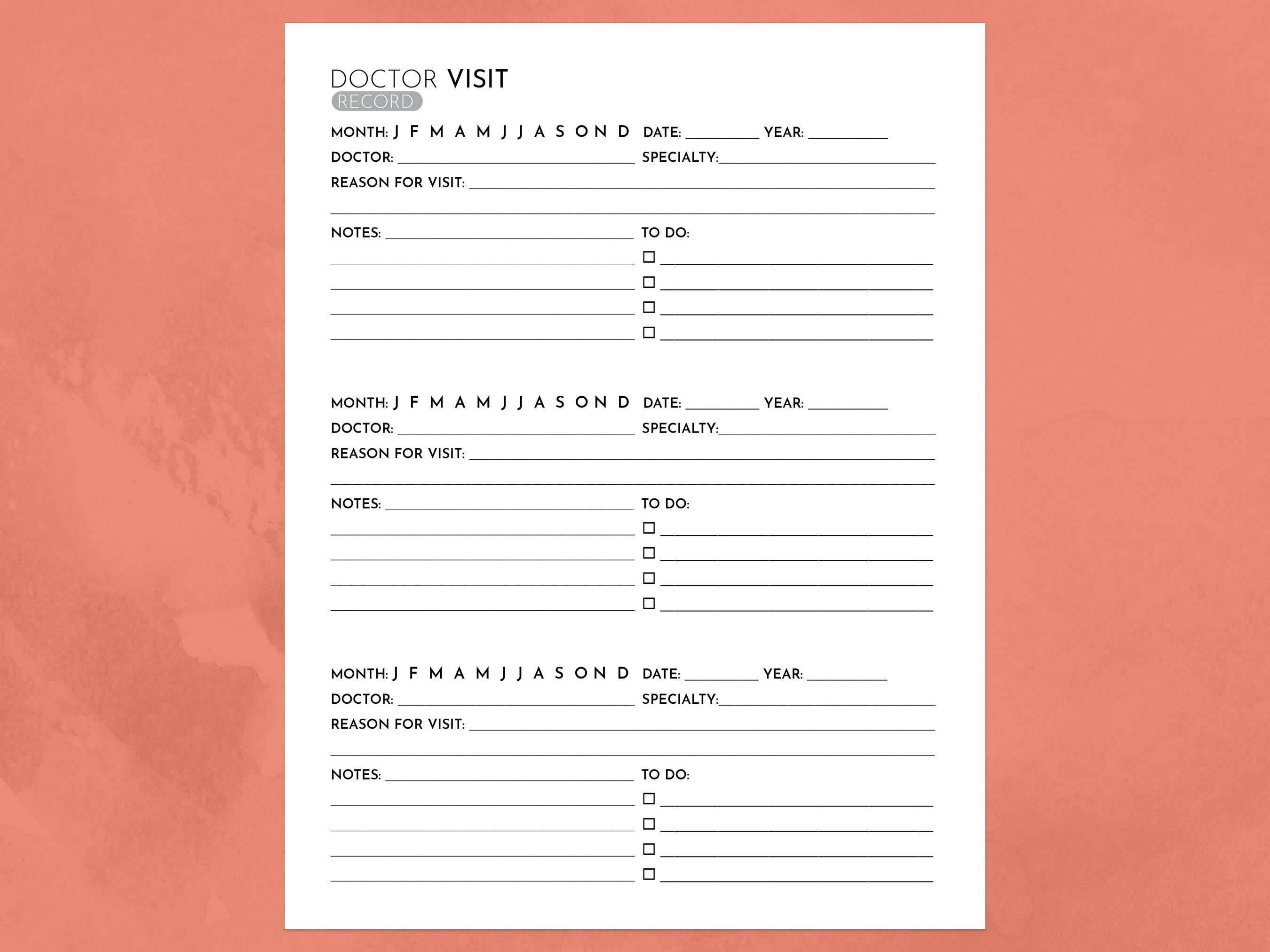 Doctor Visit Record Printable PDF - Etsy