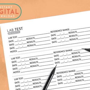 Lab Results Tracker Printable PDF - Etsy