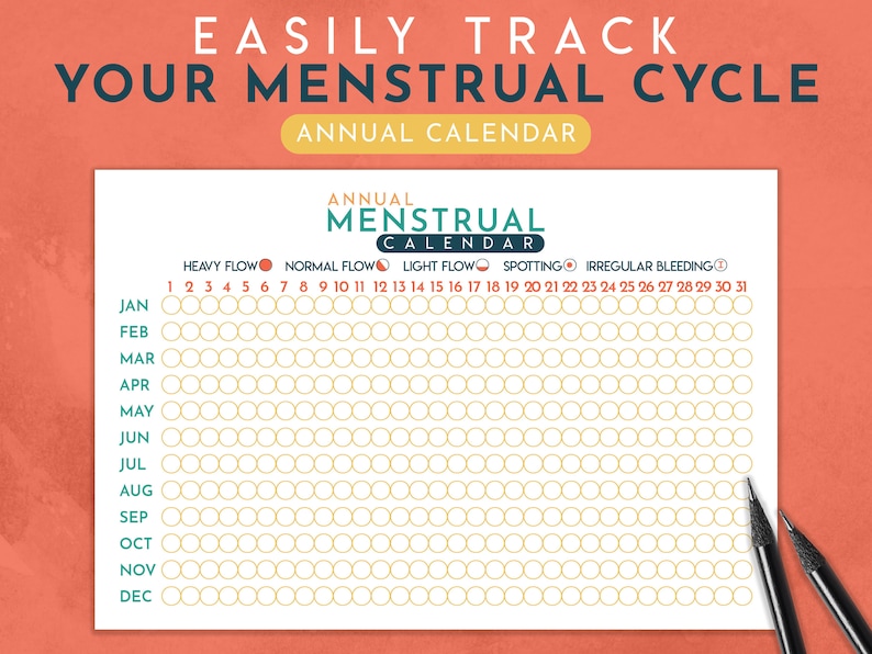 Menstrual Cycle Tracker Annual Calendar Printable - Etsy Australia
