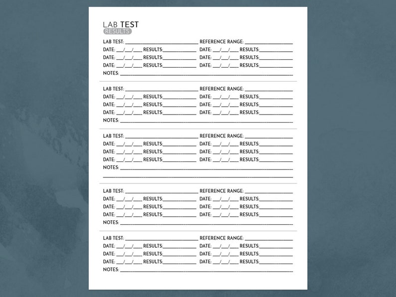 Lab Results Tracker Printable PDF - Etsy