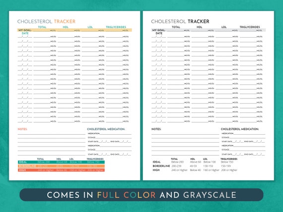 Cholesterol Log Fillable Cholesterol Tracker LDL, HDL,, 48% OFF