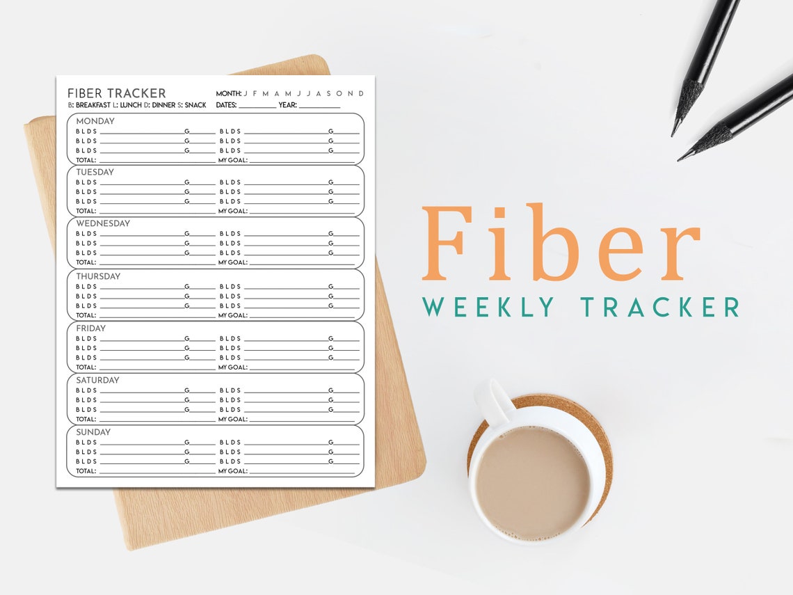 Fiber Weekly Tracker Digital Download Printable Healthy - Etsy