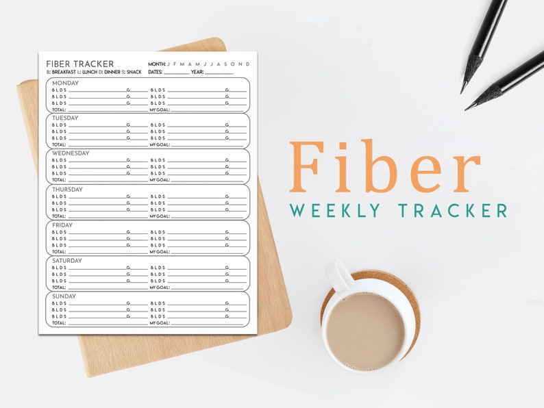 Fiber Weekly Tracker Digital Download Printable Healthy Diet - Etsy