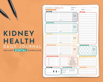 Kidney Health Daily Weekly Journal Track Diet, Blood Pressure ...