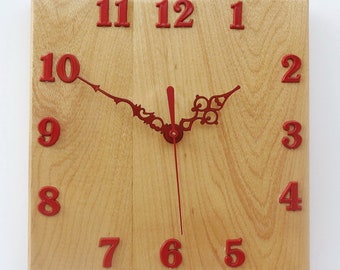 Rectangular Red Wall Clock - Etsy