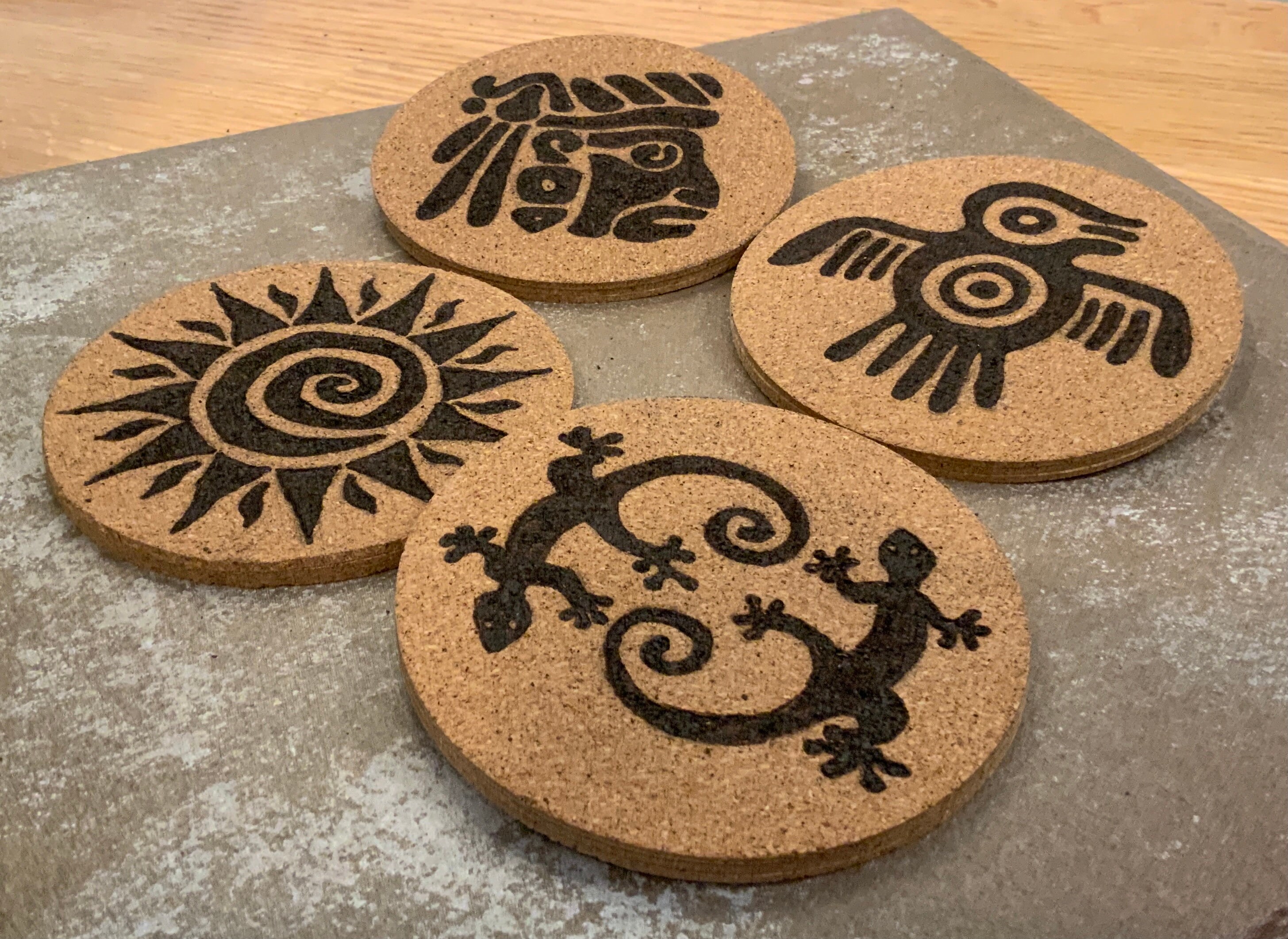 Round Mayan Symbols Cork Coasters - Etsy