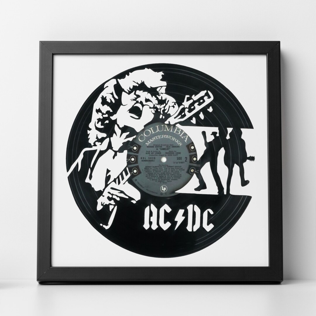 The AC/DC 2 - Carved Vinyl Record Art | Wall Art | Room Decor | Office ...