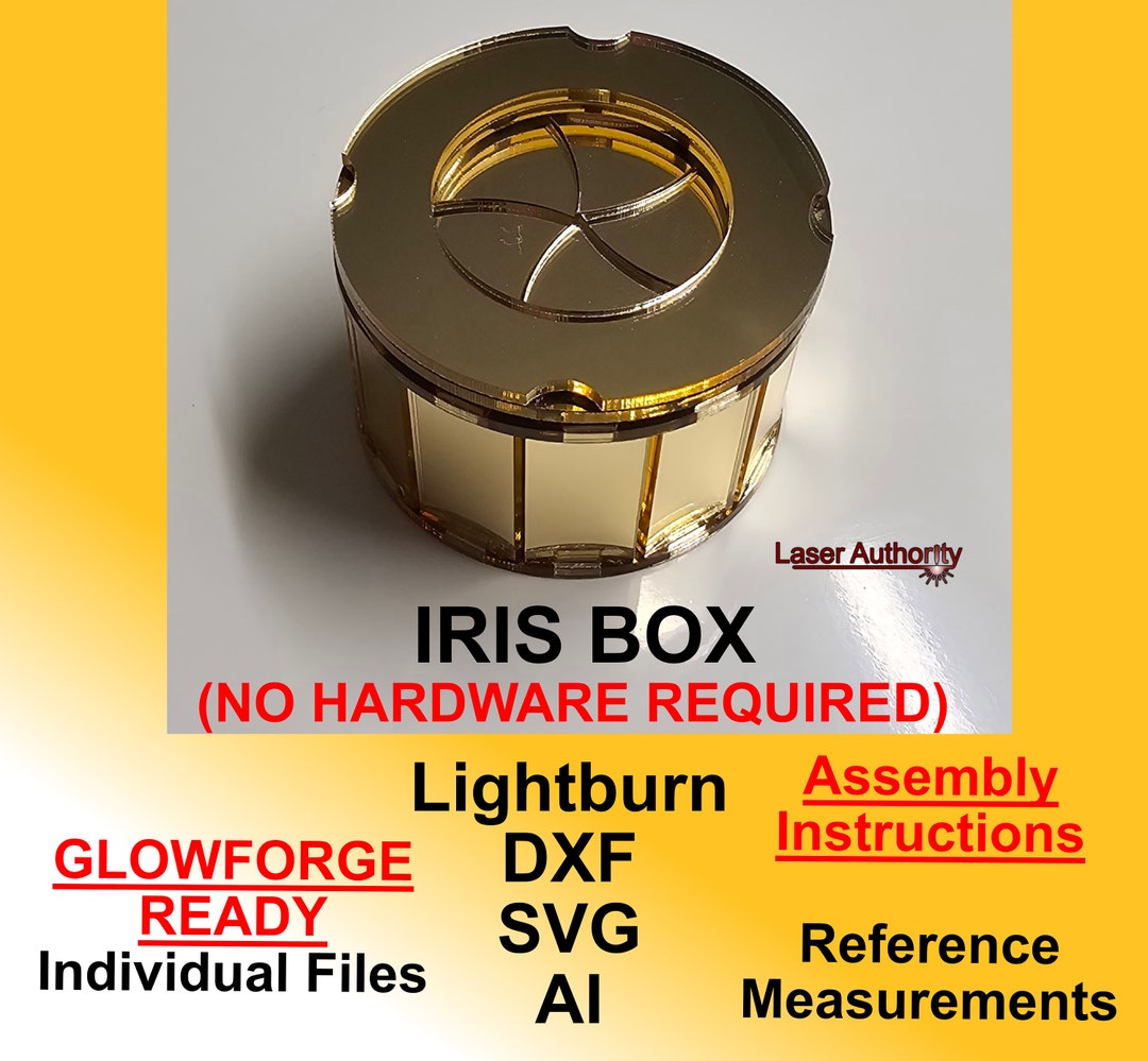 Iris Box - No Hardware Required-laser Engraving and Cutting File ...
