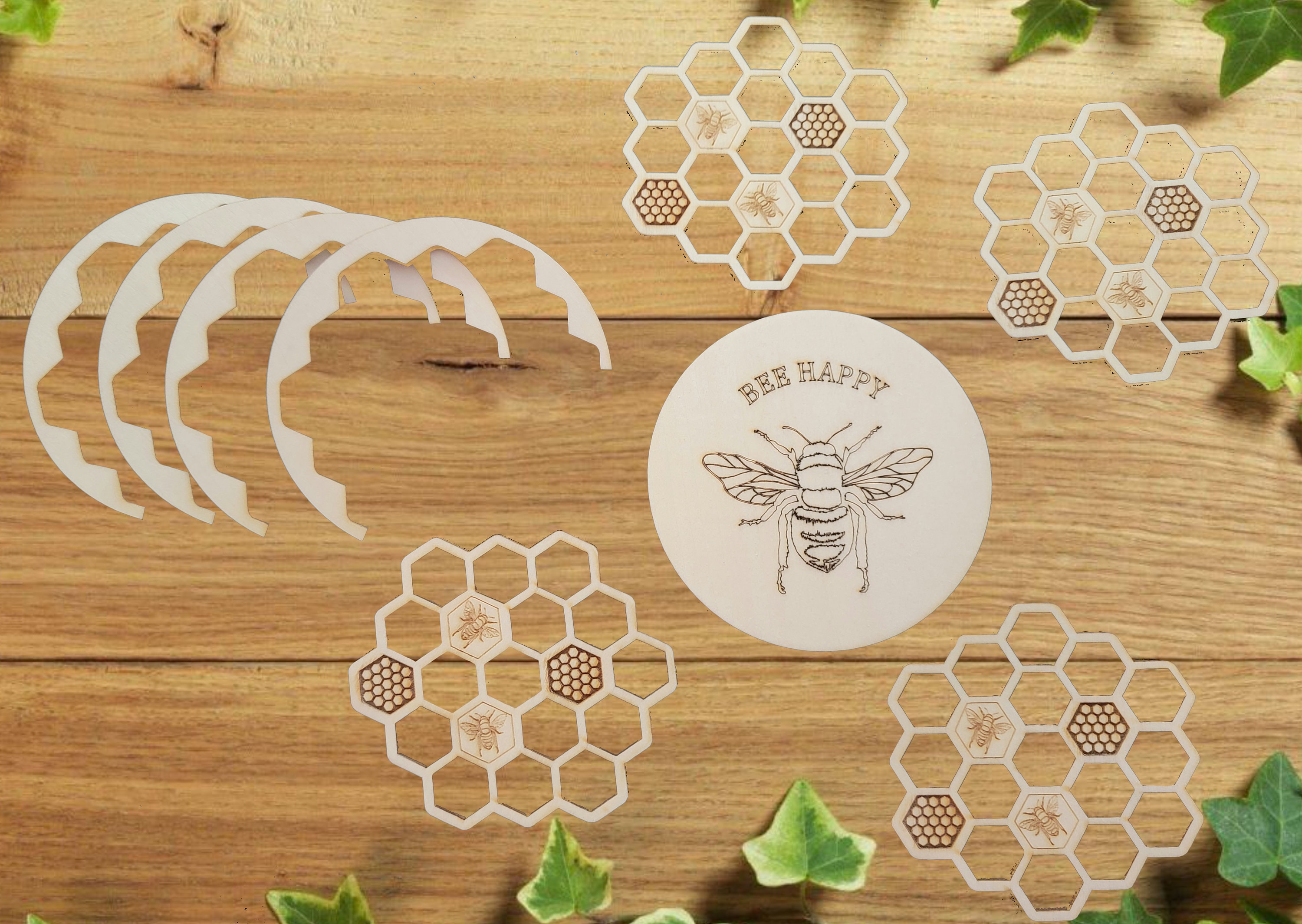 Honeycomb Bee Coasters Laser Engraving and Cutting File - Etsy