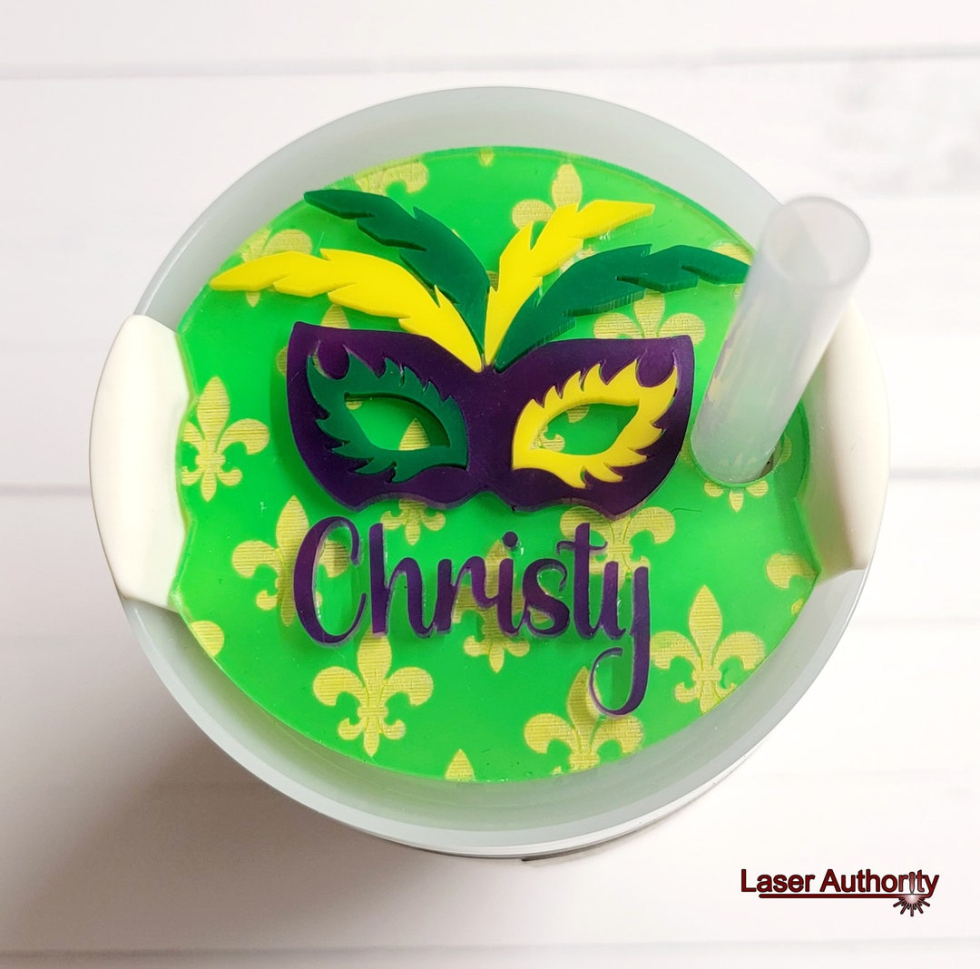 Mardi Gras Mask Tumbler Name Tag SVG Cut File, 20, 30, and 40oz Laser ...