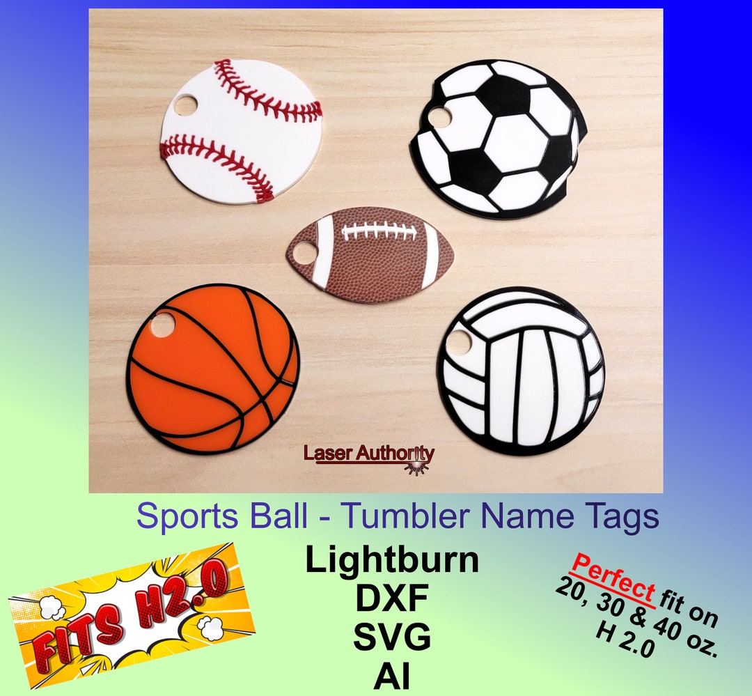 Sports Ball Tumbler Name Tag SVG: Laser Cut File (digital Download) - Etsy