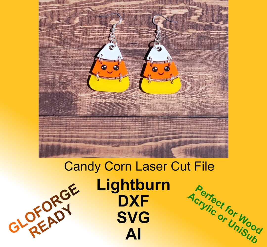 Candy Corn Dangler and Earring Stud, Wood and Acrylic Laser Engraving ...