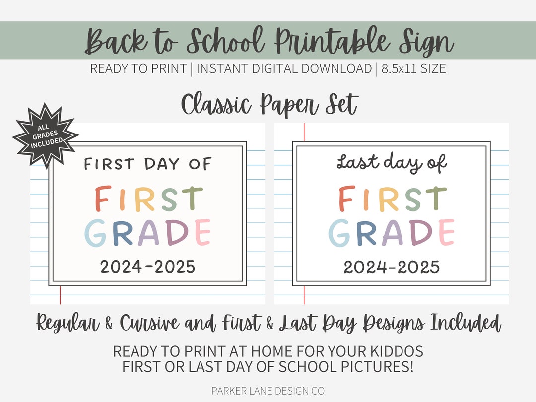 Back to School Printable Signs-classic Paper Set | Ready to Print ...