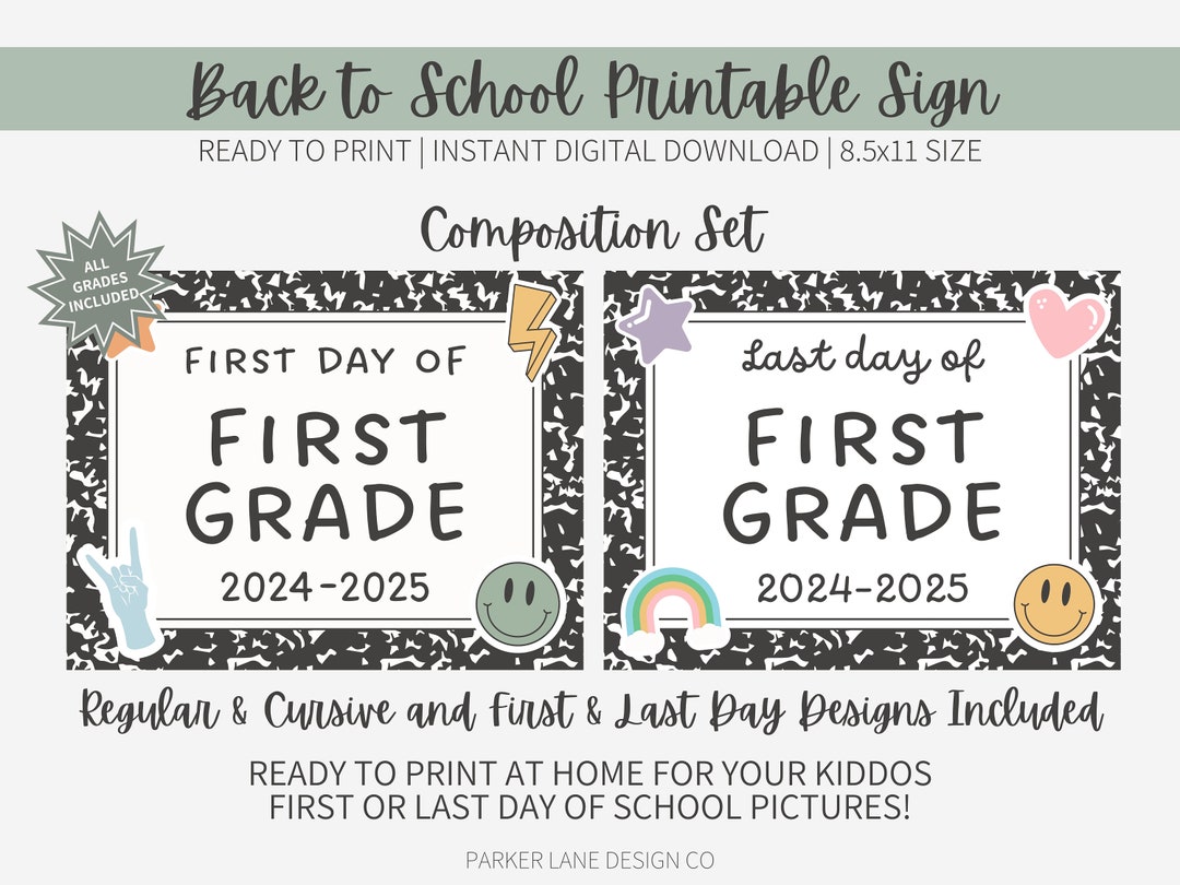 Back to School Printable Signs-composition Set Ready to Print, Print at ...