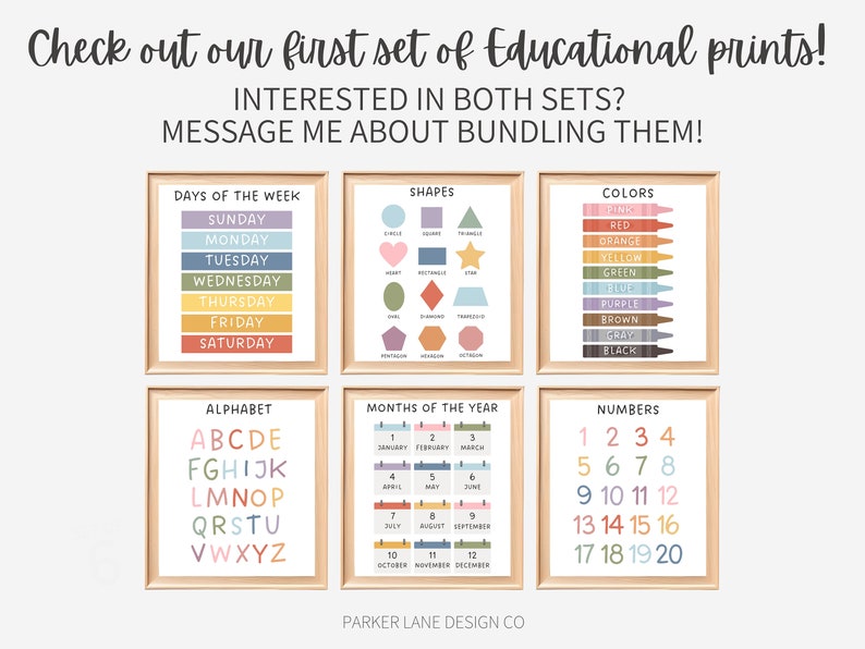 Educational Prints-set 2 | Set of 6 | Playroom Prints | Kids Prints ...