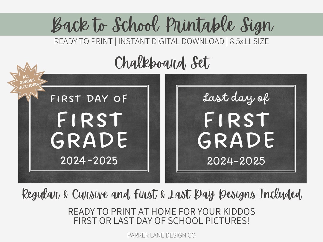 Back to School Printable Signs-chalkboard Set Ready to Print, Print at ...
