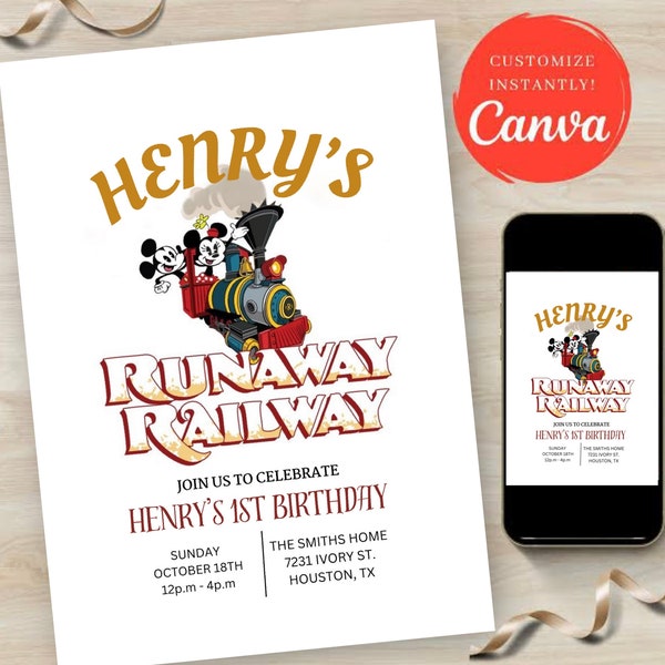 Runaway Railway Invitation - Etsy