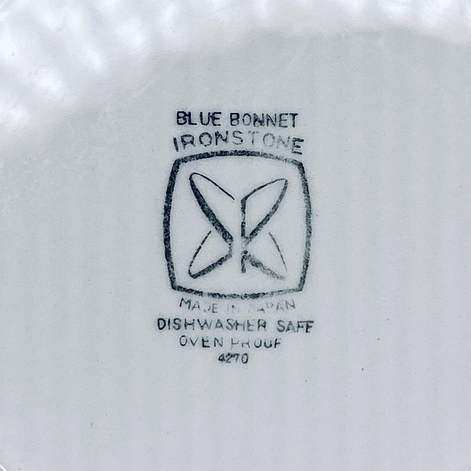 Vintage 1960s Ironstone Serving Bowl With Blue Bonnet Pattern, Made in ...