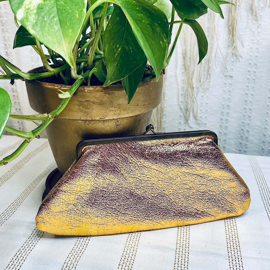 Vintage Gold Clutch, Formal Event Metallic Evening Bag, Cocktail ...