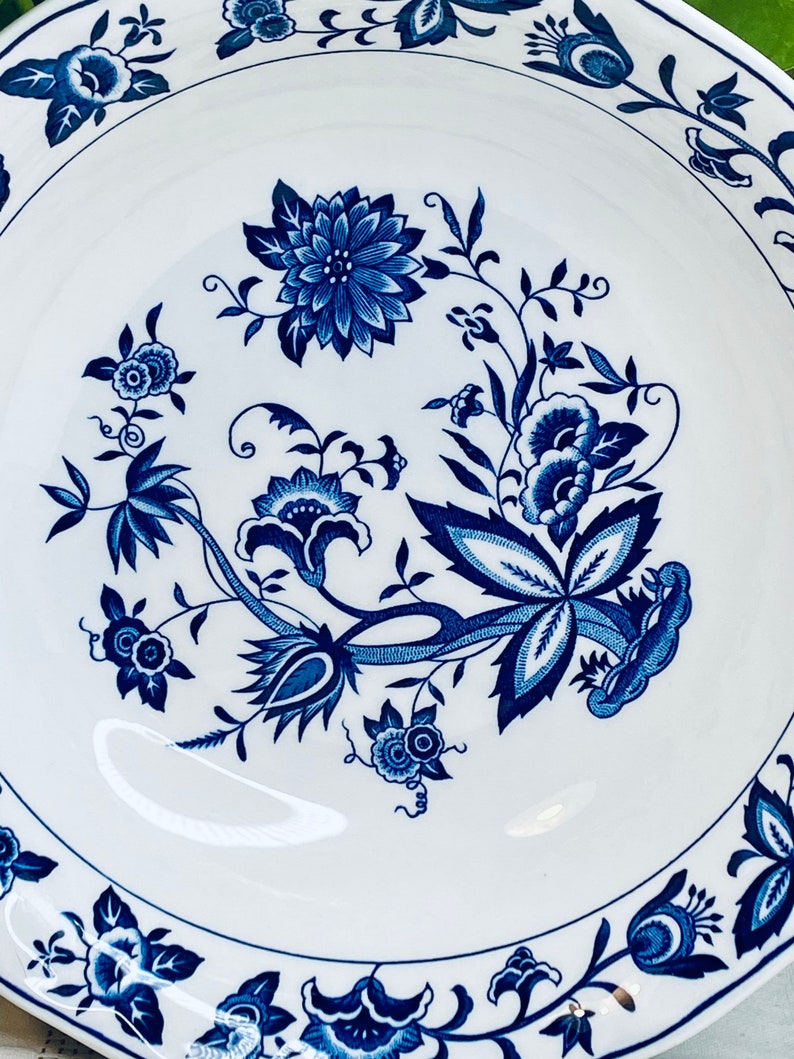 Vintage 1960s Ironstone Serving Bowl With Blue Bonnet Pattern, Made in ...