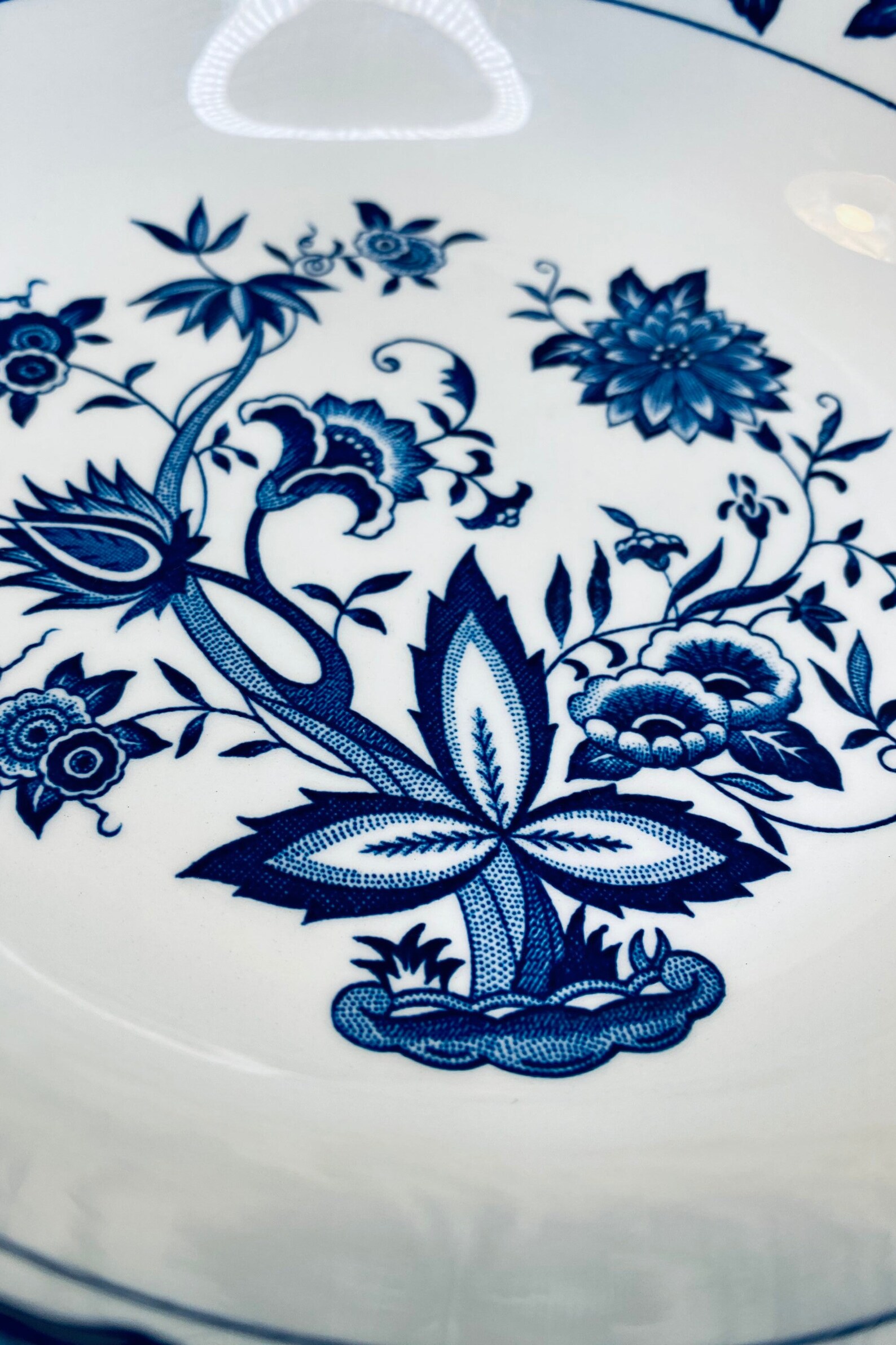 Vintage 1960s Ironstone Serving Bowl With Blue Bonnet Pattern, Made in ...