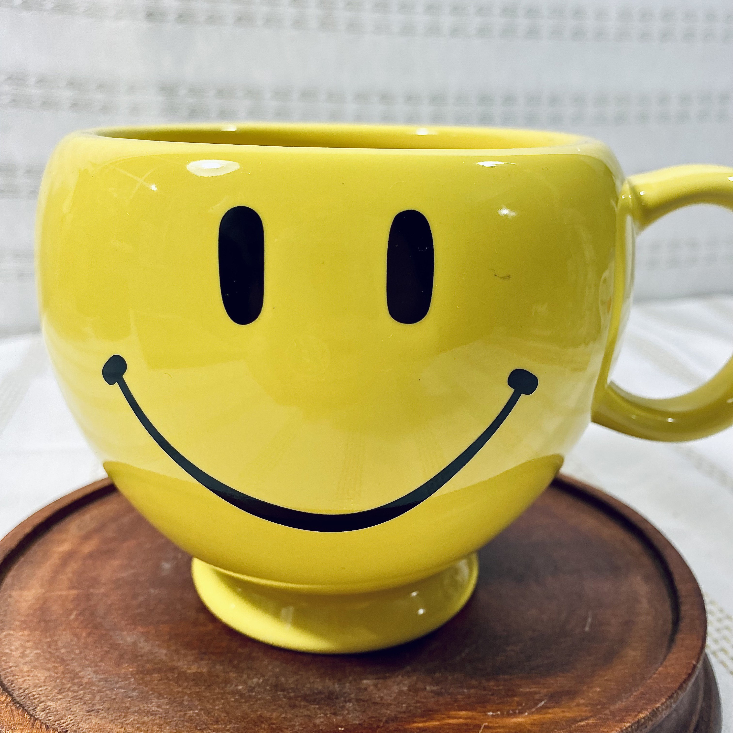Vintage Smiley Face Mug Smile Emoji Coffee Cup Yellow Smiley - Etsy