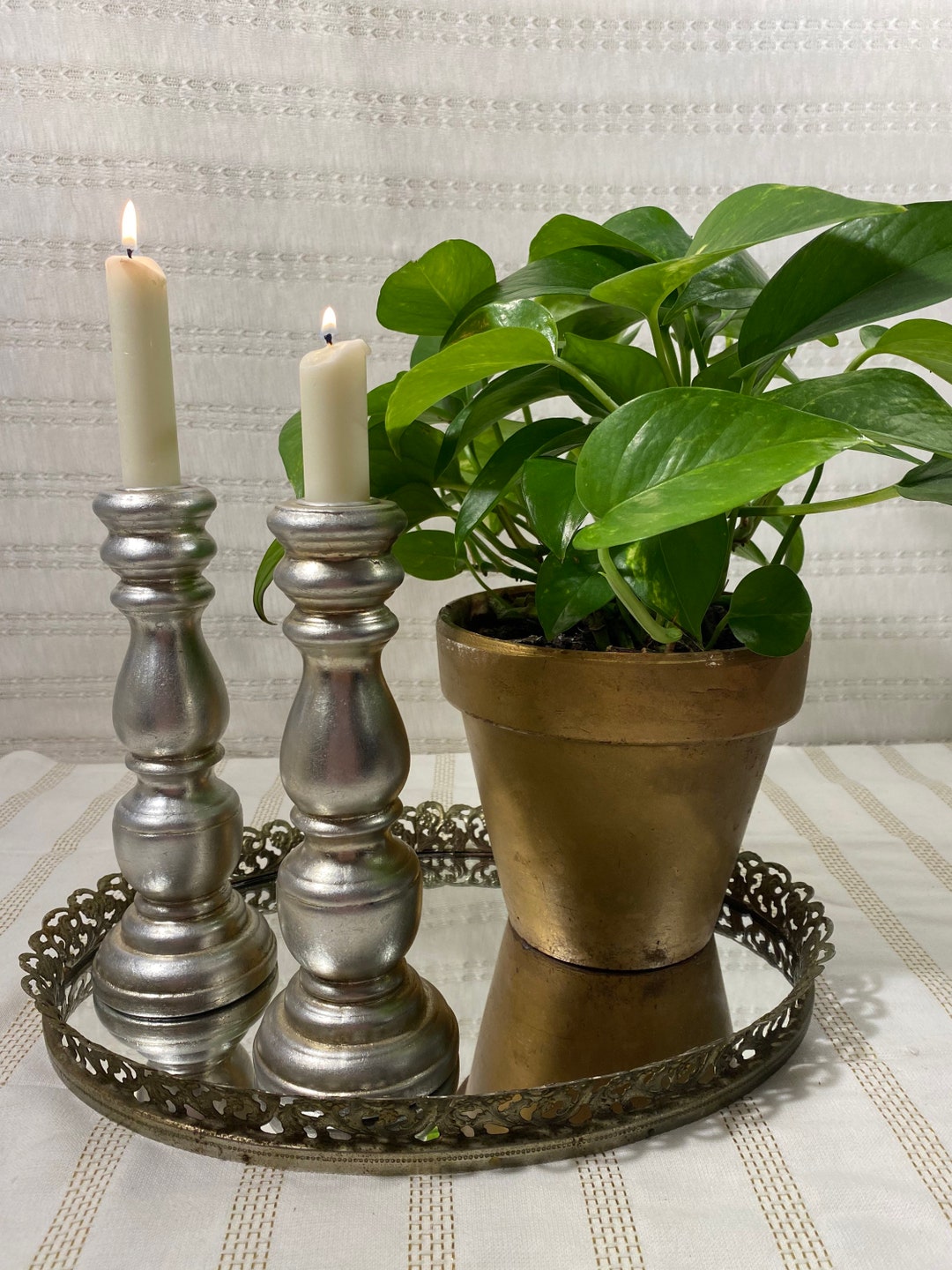 Vintage Matte Silver Color Candlesticks, Set of 2 - Etsy