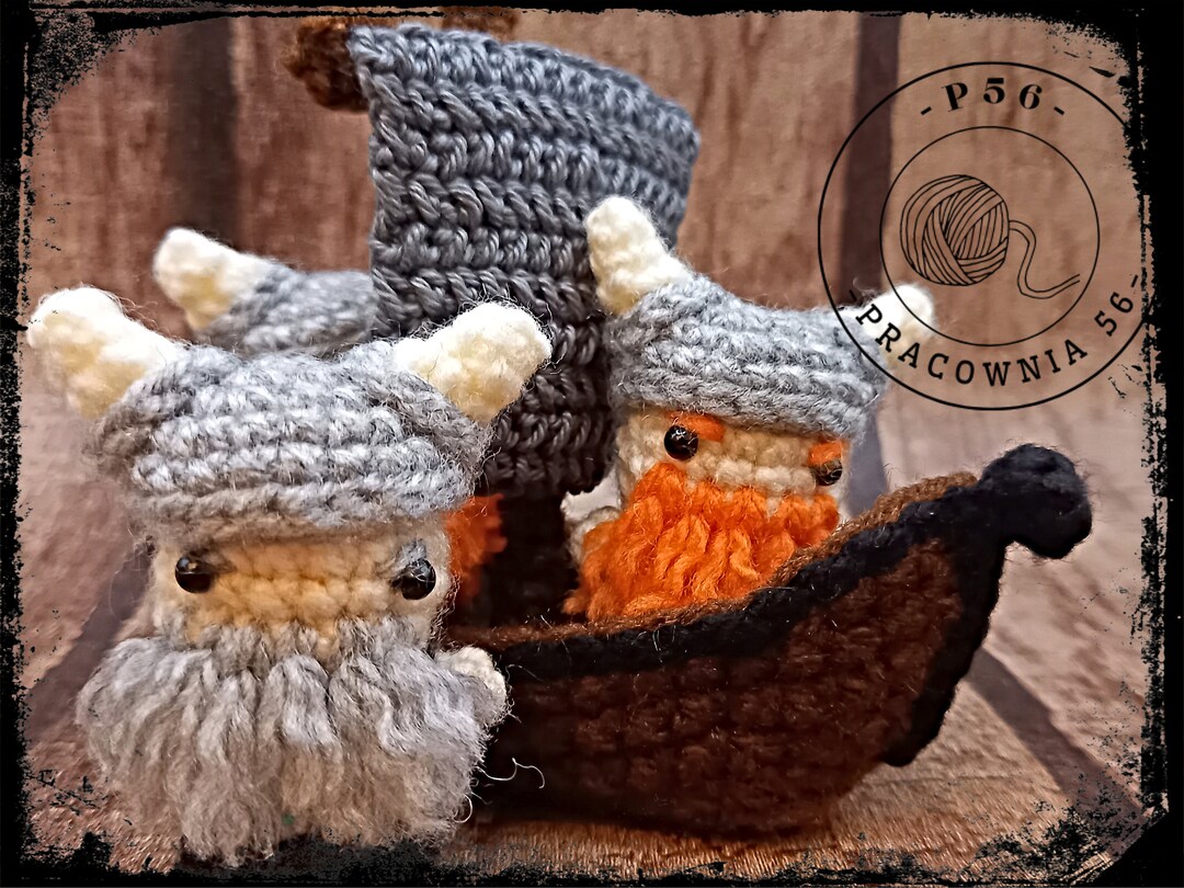 Amigurumi Cute Mini Vikings With a Ship Finger Puppets PATTERN - Etsy