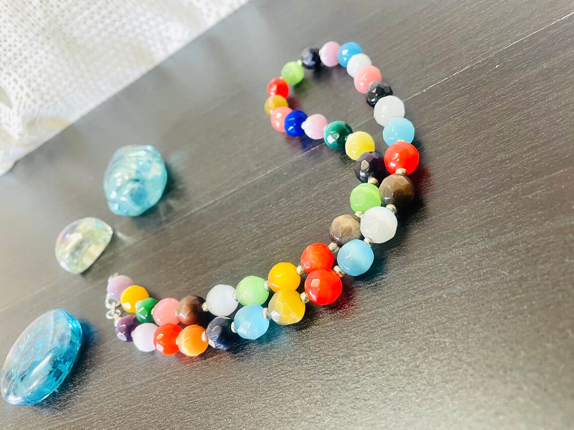 Multi color beads with red pink blue green yellow beads | Etsy