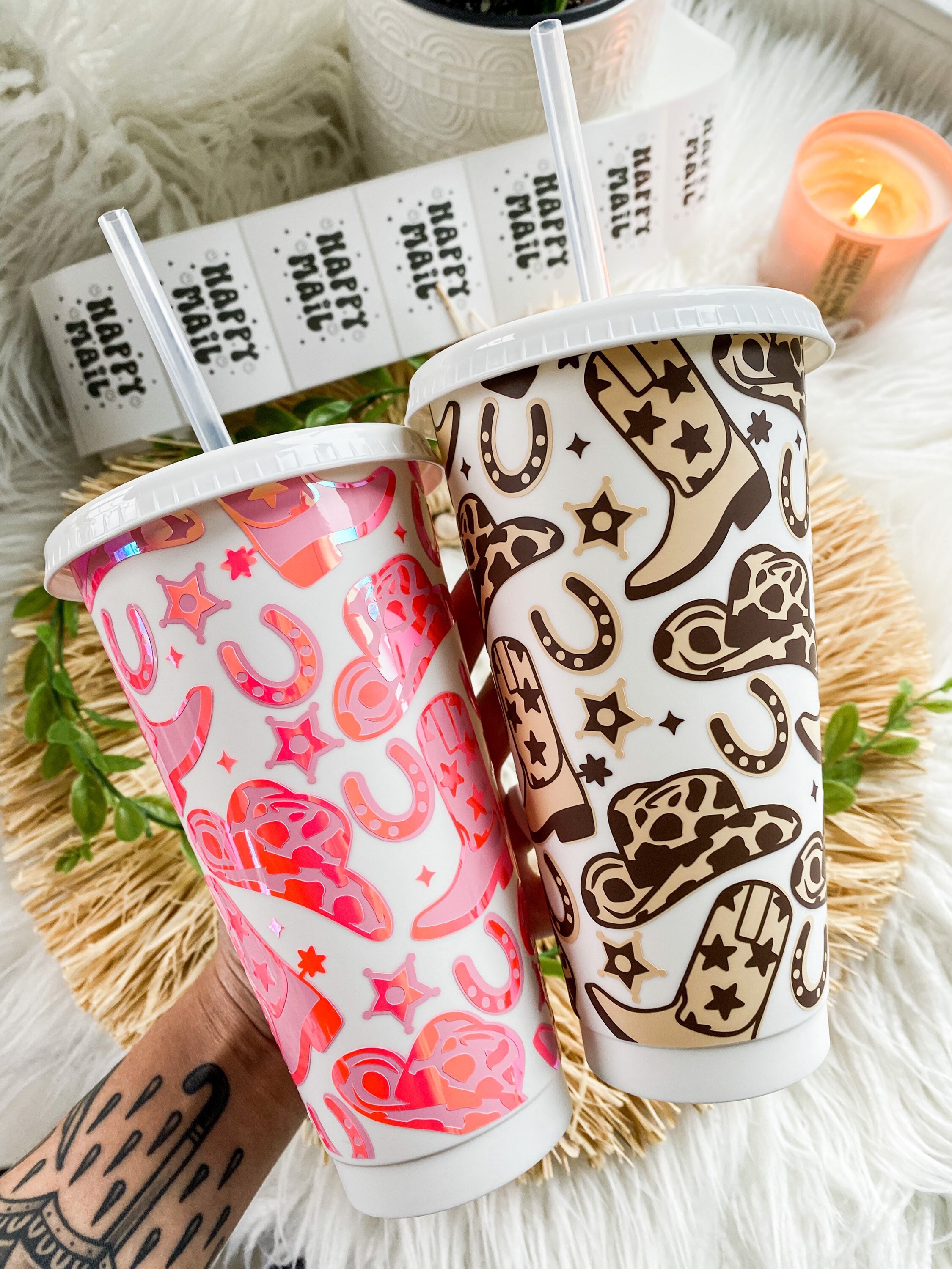 Pink Cowgirl and Cowboy Cups, Pink Cowgirl Tumblers, Howdy Cowboy ...
