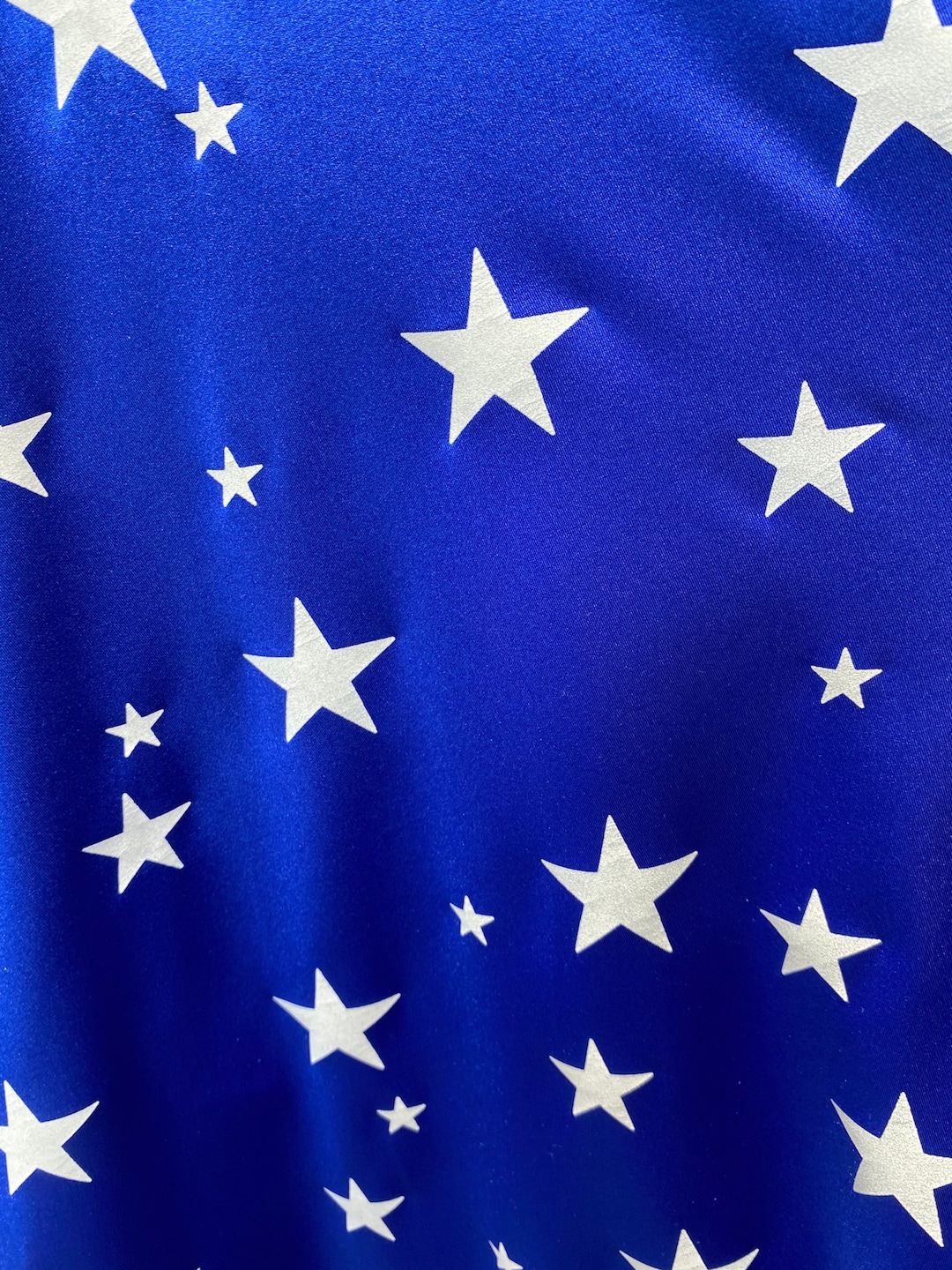 White Stars on Blue Base Stretch Nylon Spandex Fabric Sold by the Yard ...