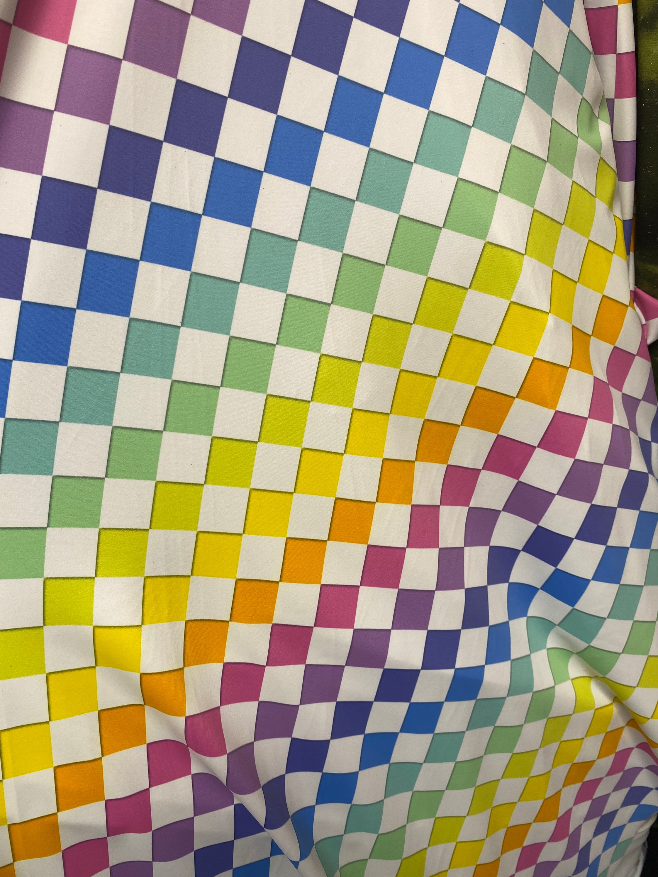 Rainbow Checkers on Great Quality Nylon Spandex Four Way - Etsy
