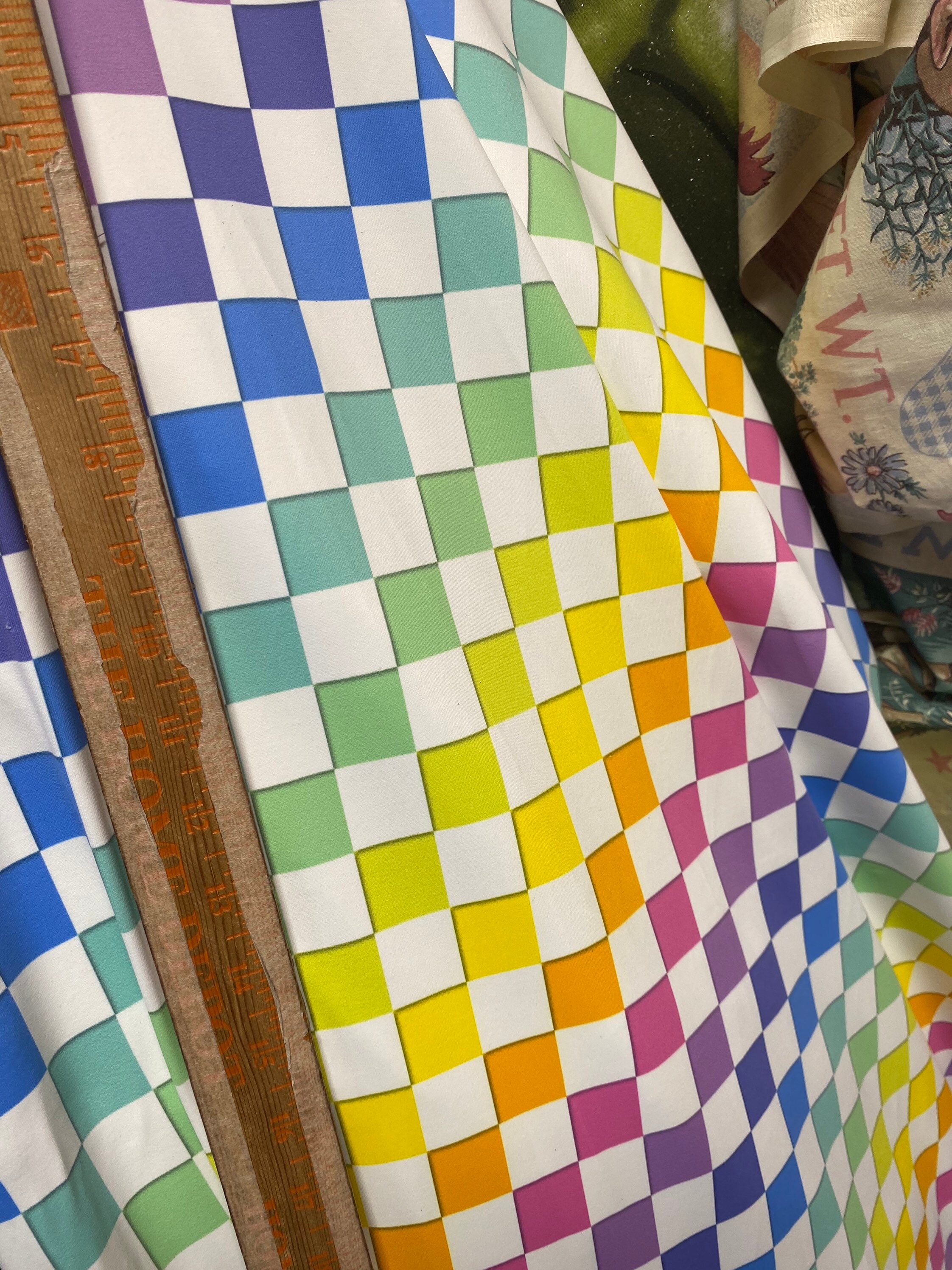 Rainbow Checkers on Great Quality Nylon Spandex Four Way - Etsy