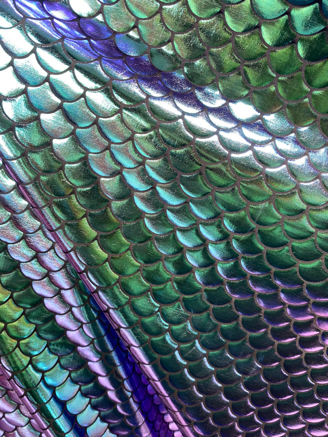 Mermaid Scales Iridescent Blue Purple and Green Foil Four Way - Etsy