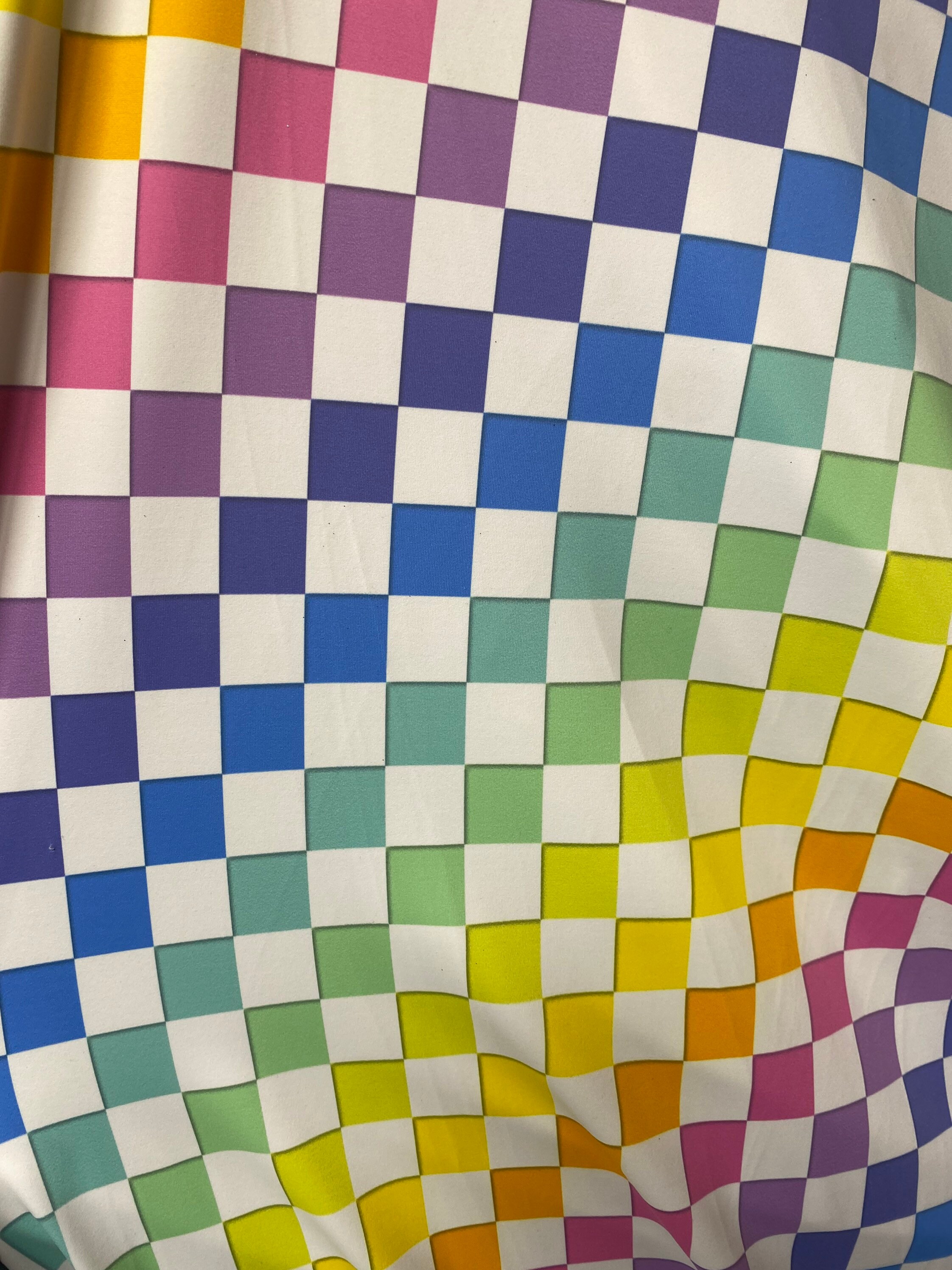 Rainbow Checkers on Great Quality Nylon Spandex Four Way - Etsy